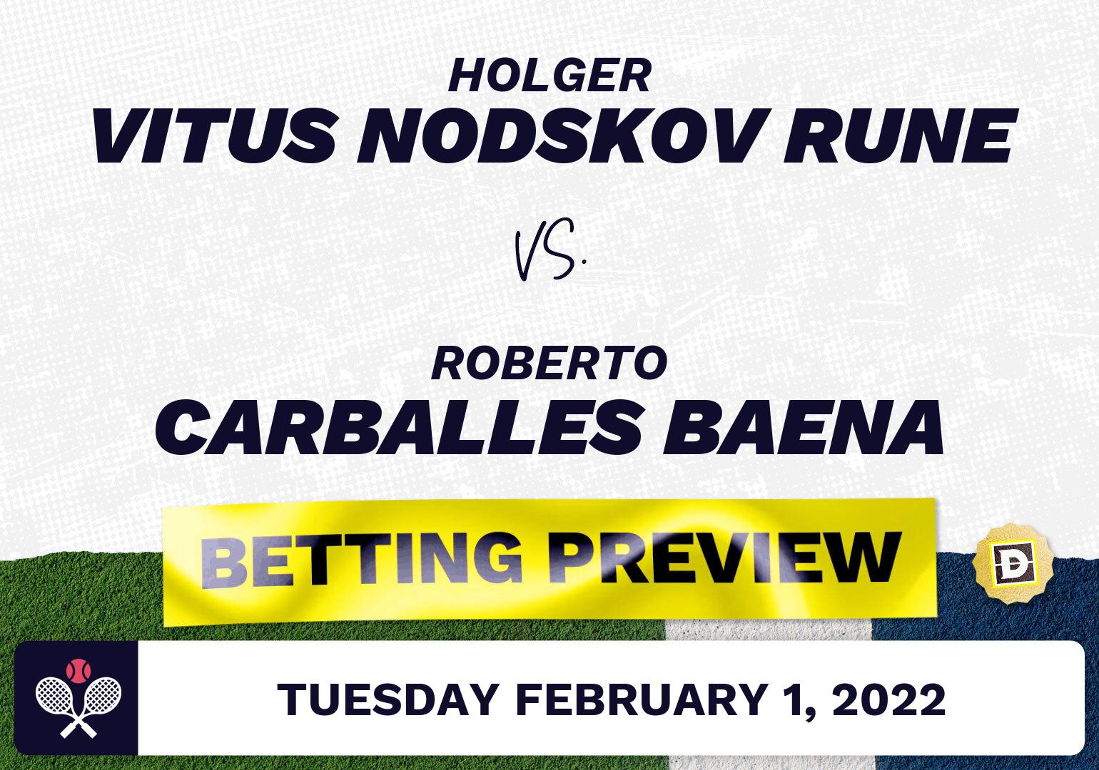Holger Vitus Nodskov Rune vs. Roberto Carballes Baena Predictions - Feb 1, 2022