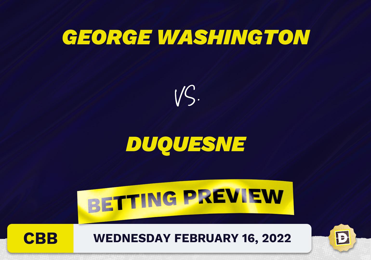 George Washington vs. Duquesne CBB Predictions and Odds - Feb 16, 2022