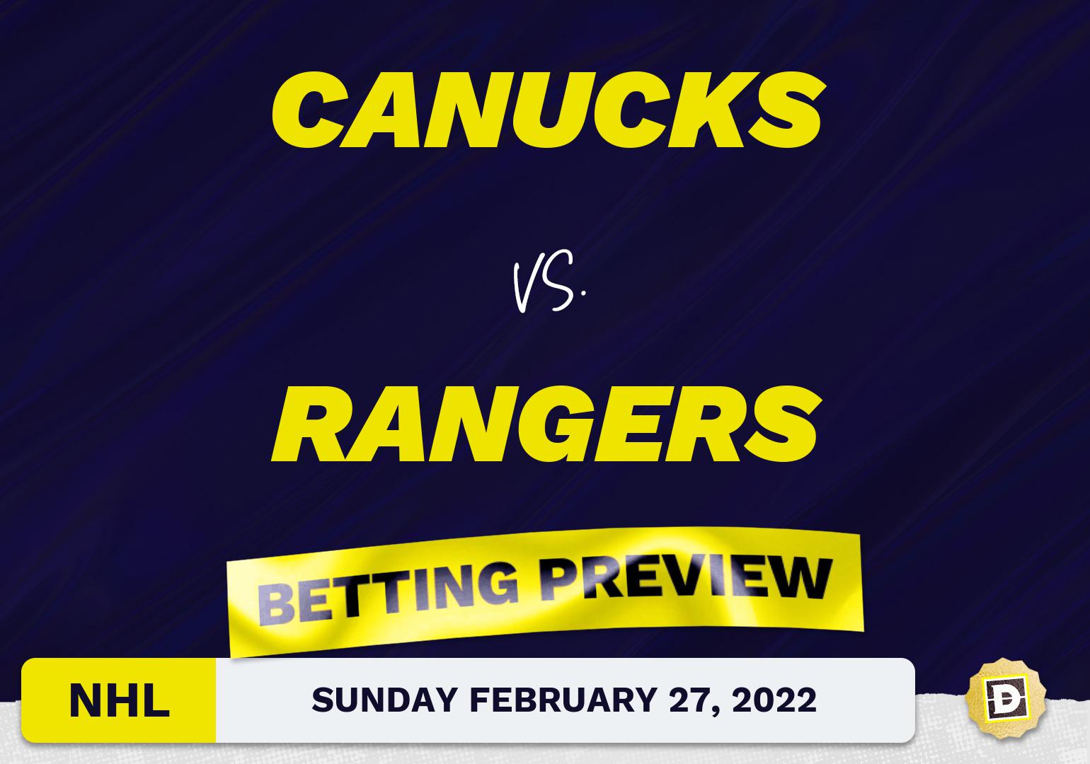 Canucks vs. Rangers Predictions and Odds - Feb 27, 2022