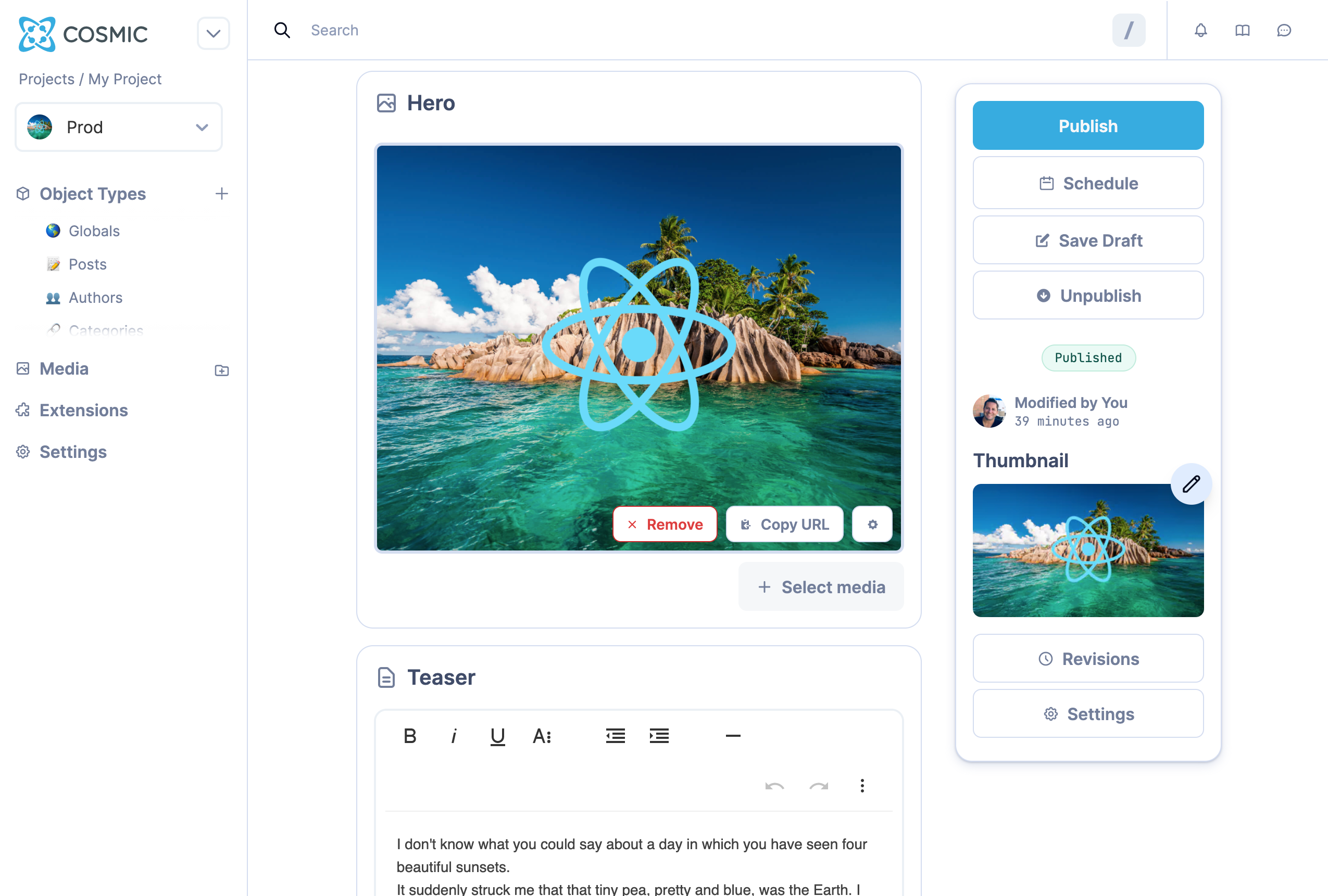 New Dashboard Progress | Cosmic