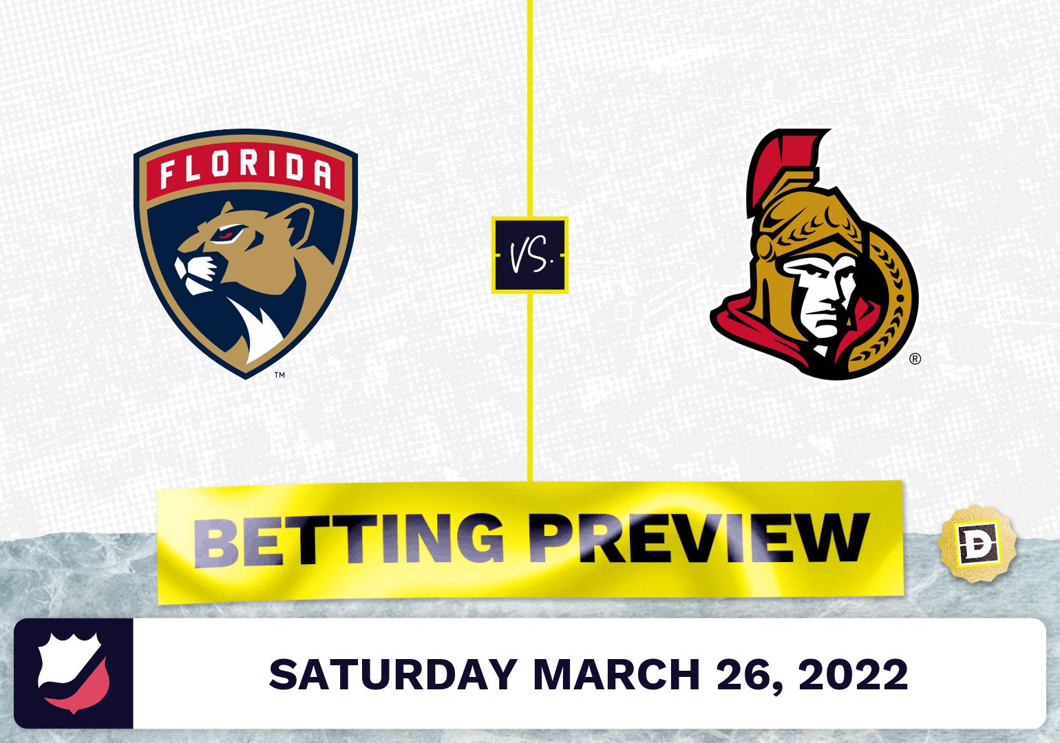 Panthers vs. Senators Predictions and Odds - Mar 26, 2022