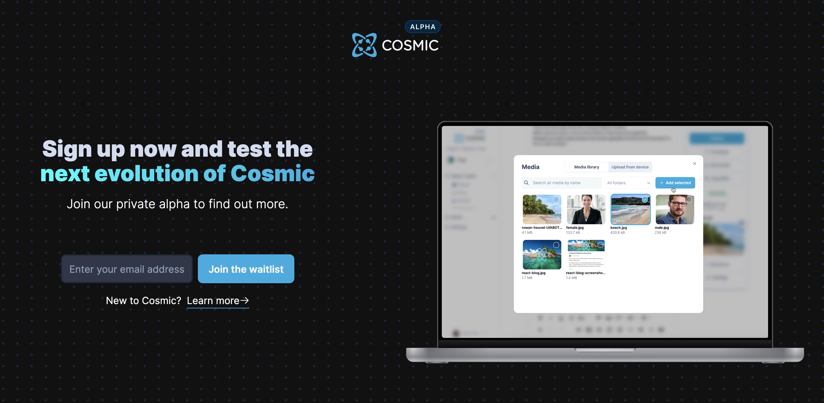 New Dashboard Alpha Release | Cosmic