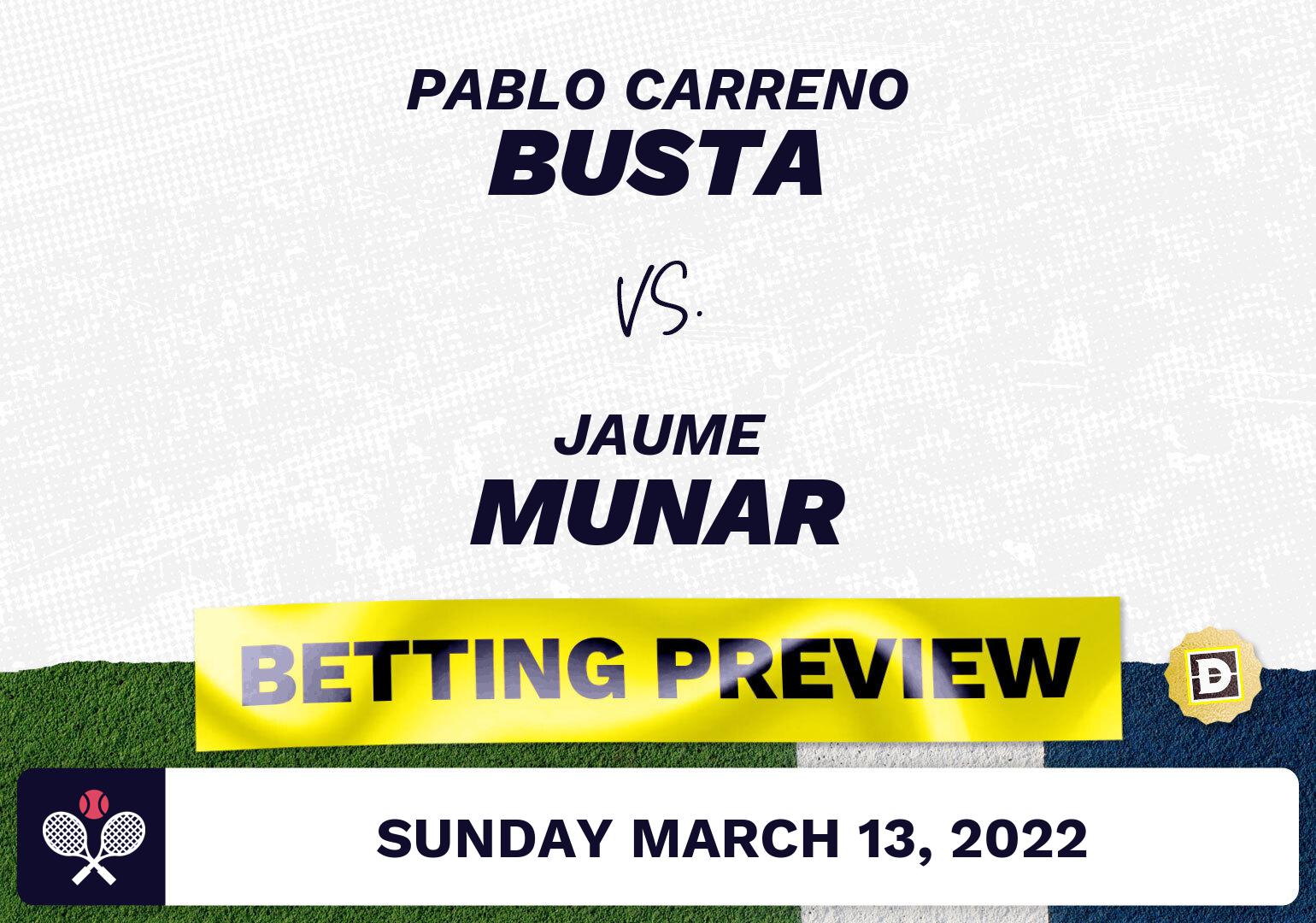 Pablo Carreno Busta vs. Jaume Munar Predictions - Mar 13, 2022