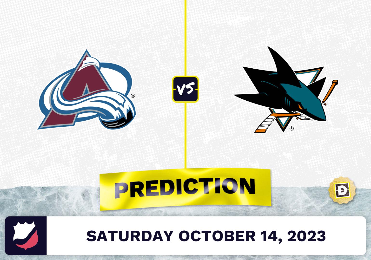 Avalanche vs. Sharks Prediction and Odds - October 14, 2023